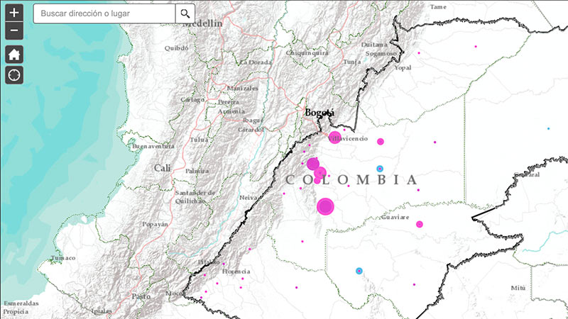 Mapa de hechos victimizantes a miembros de la up